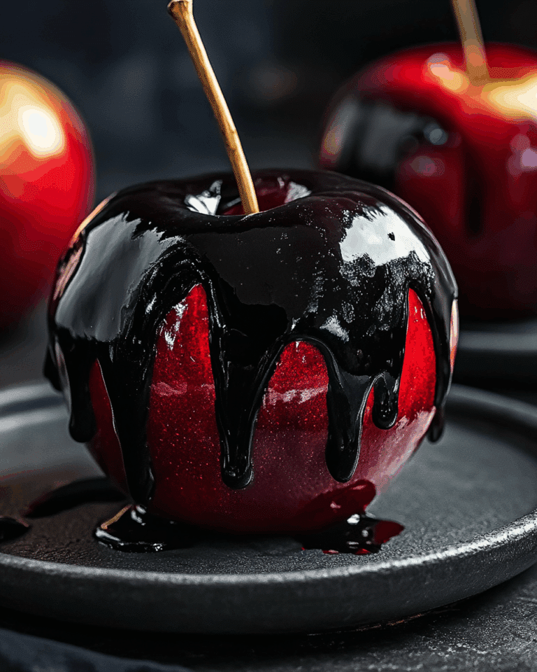 Black Poison Swirl Candy Apples: Halloween Treats With a Dark Twist