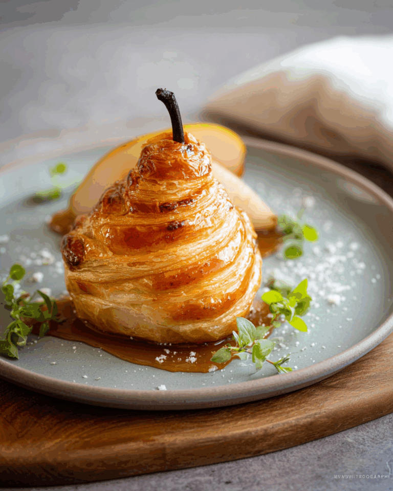 The Hidden Pearl: Poached Pear Wrapped in Brie, Baked in Puff Pastry