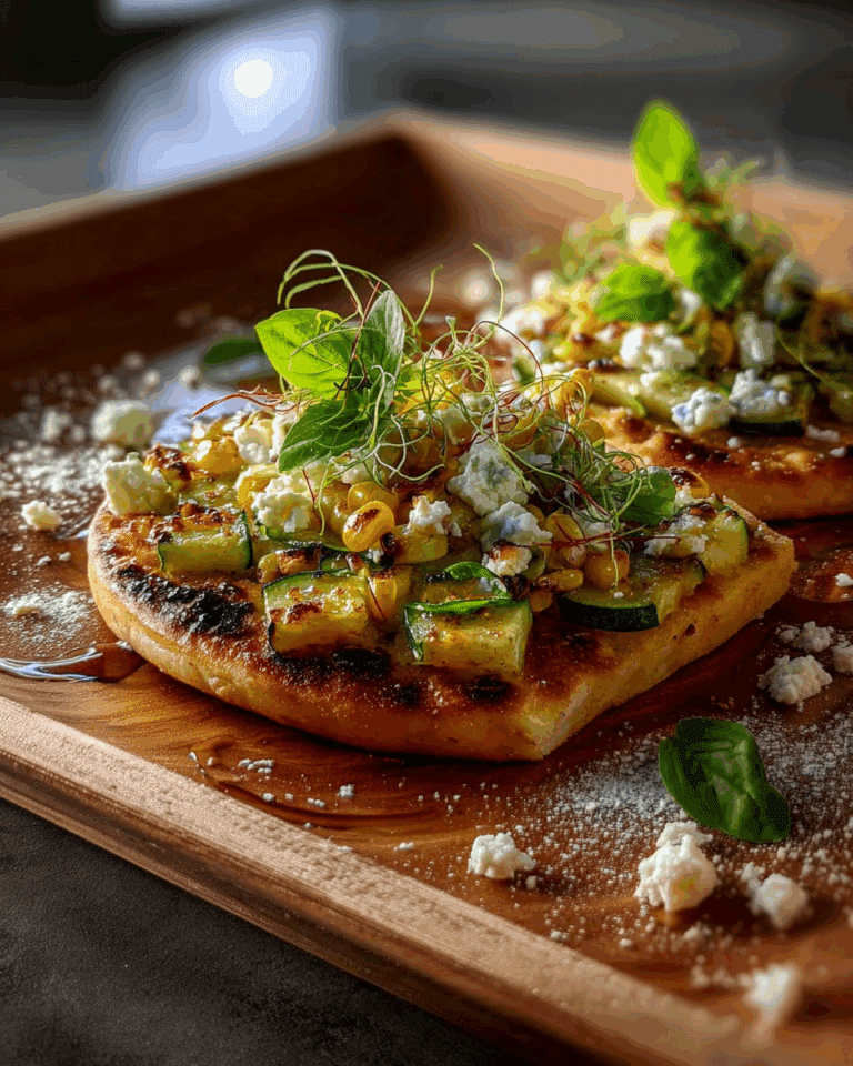 ZUCCHINI & SWEET CORN FLATBREAD WITH FETA & HONEY DRIZZLE